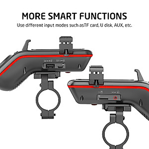 UPPEL Bluetooth Speaker Bicycle, Multifunctional Bike Phone Holder 10-in-1- LED Light - Power Bank - Bike Horn - Microphone - Ideal for Road & Mountain Bike (Black)