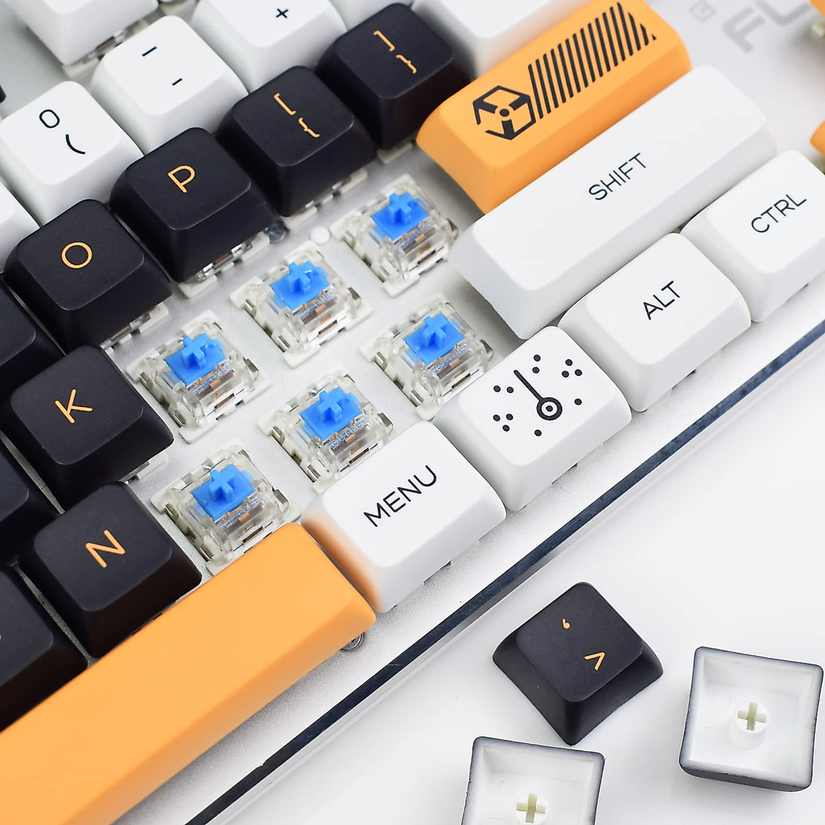 MOLGRIA Virtual War Keycaps 123 Set for Gaming Keyboard, PBT XDA Profile Dye Sublimation Custom Keycaps for Gateron Kailh Cherry MX Switch 104/87/71/61 60 Percent Keyboard(Central Black)