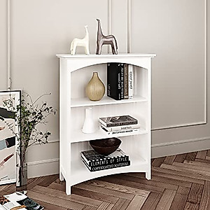 eHemco 3 Tier Bookcase with 2 Arched Supports, 40 Inches, White