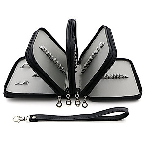 BTSKY® PU Leather Colored Pencil Case with Compartments-72 Slots Handy Pencil Holder for Watercolor Pencils, Ordinary Pencils (Black)