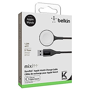 Belkin DuraTek 4 Foot Charging Cable Compatible with Apple Watch Series 1, 2, 3, and 4 - Black - F2CU053BT04-BLK