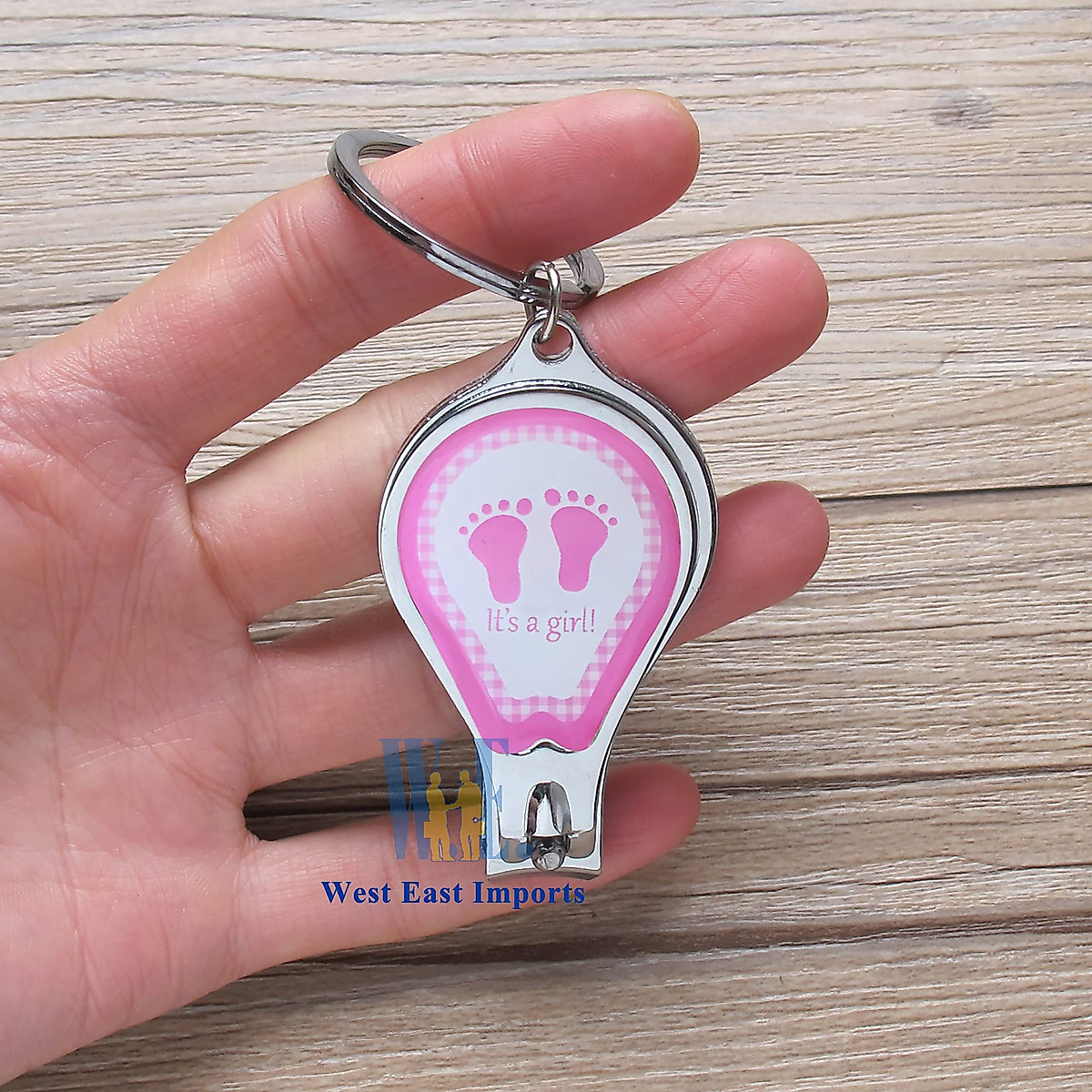 Baby Shower Pink Girl Keychain Favors (12 PCS) Nail Clipper and Bottle Opener Party Gift for Guest