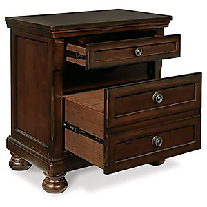 Signature Design by Ashley Porter Classic 2 Drawer Nightstand with Dovetail and Ball-bearing Construction, Dark Brown
