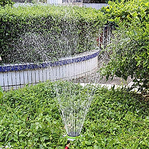 STYDDI Turret Pattern Sprinkler, 8-Pattern Stationary Water Sprinkler on Metal Decorative Base for Watering Small and Large Yards, Lawns, Garden or Odd Shaped Areas