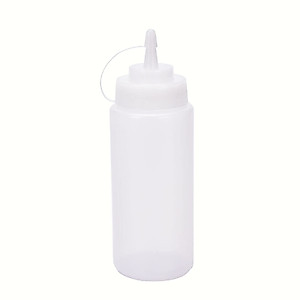 Plastic Translucent White Squeeze Condiment Bottles with Tip Cap,16 Oz,Set of 6Pcs