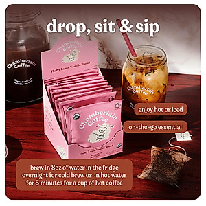 Chamberlain Coffee Fluffy Lamb Vanilla Cold Brew Singles - Cold Brew Coffee Bags with Notes of Vanilla & Roasted Nuts - 10 Single Serve Cold Brew Sachets