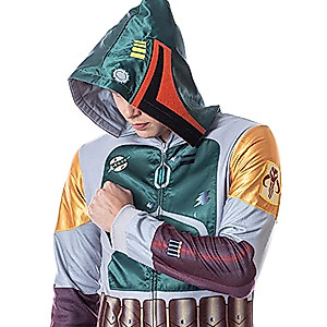 Star Wars Mens' Boba Fett Hooded Costume Union Suit One-Piece Pajama (2XL/3XL) Grey