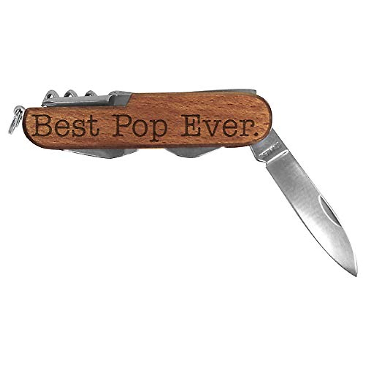Personalized Gifts Pop Knife Best Pop Ever Laser Engraved Dark Wood 6 Function Multitool Pocket Knife