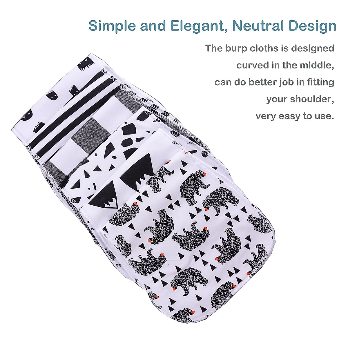 Gelisite 6 Pack Cotton Baby Burp Cloths Extra Absorbent Soft for Baby Boys and Girls Spit Up Cloth (Black)