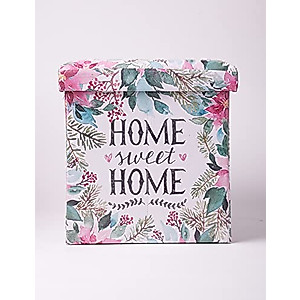 HONCOEN Folding Ottoman Footrest Keepsake Box Modern Decor Gifts Home Statue Sculpture Leather Footstool Arts Crafts 13x13inch