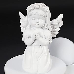 Raeasily Praying Little Angel Statue - 4.7 Inches Resin Crafts Wings Angel Crafts Decoration for Shelf,Home, Wedding Car Decoration, Offcie Desk