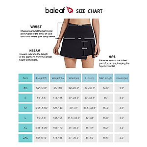 BALEAF Women's Golf Skirts High Waisted Tennis Skorts with Slit Athletic Running Skirt with Shorts and Zip Pockets Black L