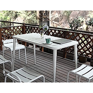 Lisuden Patio Bistro Metal Dining Table, Outdoor Steel Square Table for 4 Person, 47.2" Lx23.6 Wx30 H, Furniture Table for Backyard, Garden, Lawn and Porch (White)