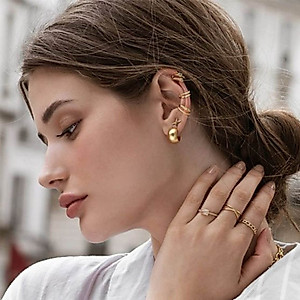 16 Pcs Clip on Earrings for Women Non Piercing, Ear Cuffs Adjustable Fake Clip On Earrings Set for Gift
