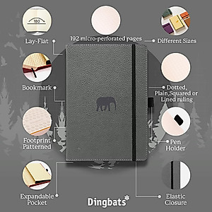Dingbats* Wildlife Lined Writing Journal Notebook A5 - Vegan Leather Hardcover - Ideal for Work, Travel - Pocket, Elastic Closure, & Bookmark