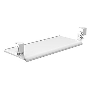Stand Up Desk Store Compact Clamp-On Retractable Adjustable Keyboard Tray/Under Desk Keyboard Tray | Increase Comfort and Usable Desk Space | for Desks Up to 1.5" (24.5" x 11.5") (White) (Small)