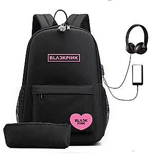 CUSALBOY Kpop Backpack Lisa Rose JISOO Jennie Fashion Business Anti Theft Slim Durable Laptops Backpack (Black)