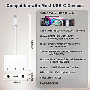 LXJTHT USB C to Headphone Adapter/Splitter,3 in 1 Type C to Dual 3.5mm Headphone Jack with PD 60W Fast Charge,Compatible with Galaxy S22 S21 S20/Note 20,Pixel 4 3 XL,Huawei,iPad Pro,etc.