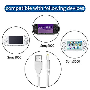 RGEEK PSP Charger Cable, Playstation Portable Charger Cord Charger PSP Compatible with Sony PSP1000 2000 3000 Series, White (4FT)