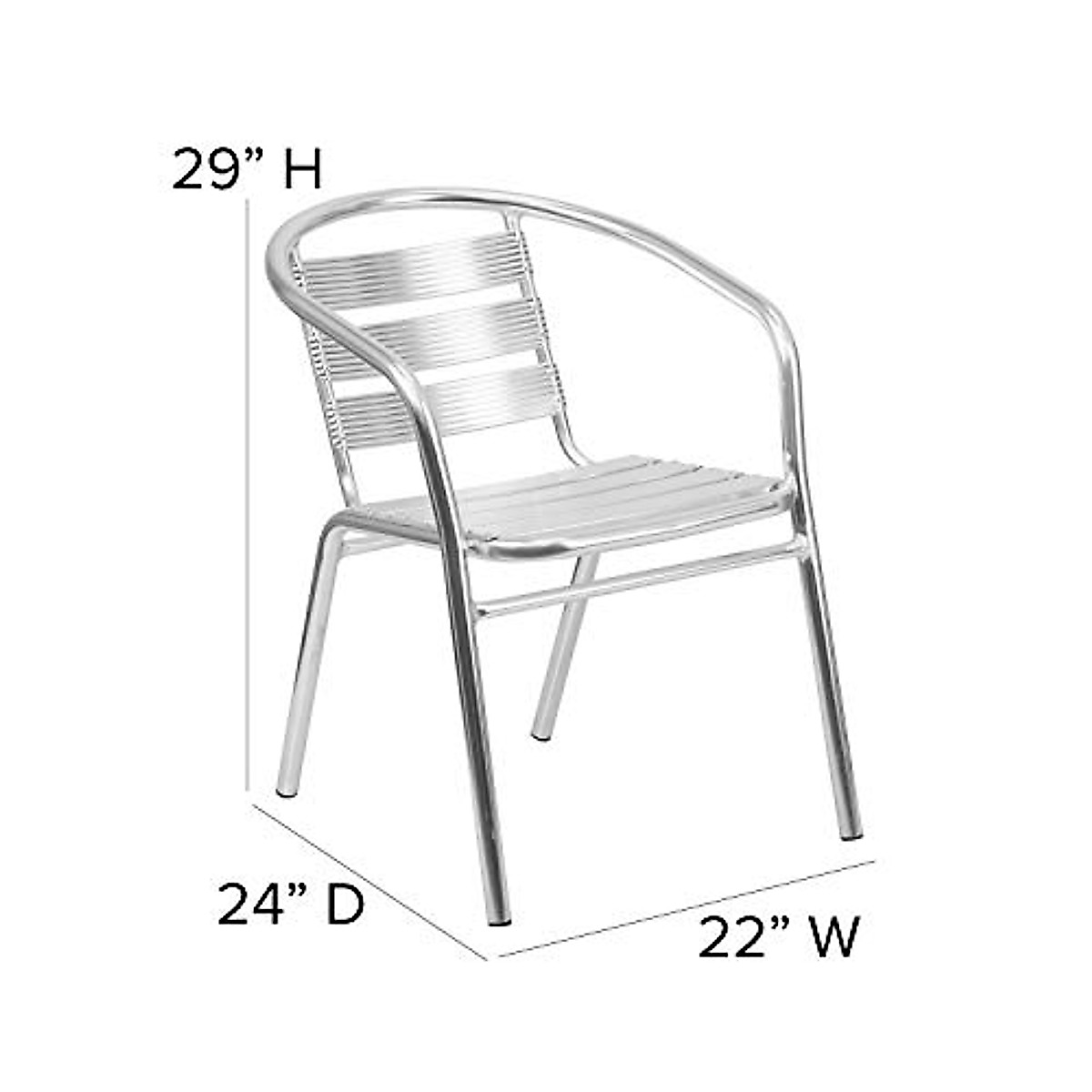 EMMA + OLIVER Heavy Duty Aluminum Indoor-Outdoor Stack Chair w/Triple Slat Back