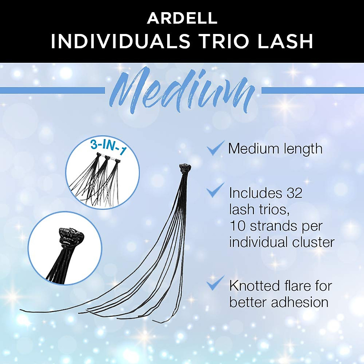 Ardell False Eyelashes Individual Trios Medium Black 4 Pack