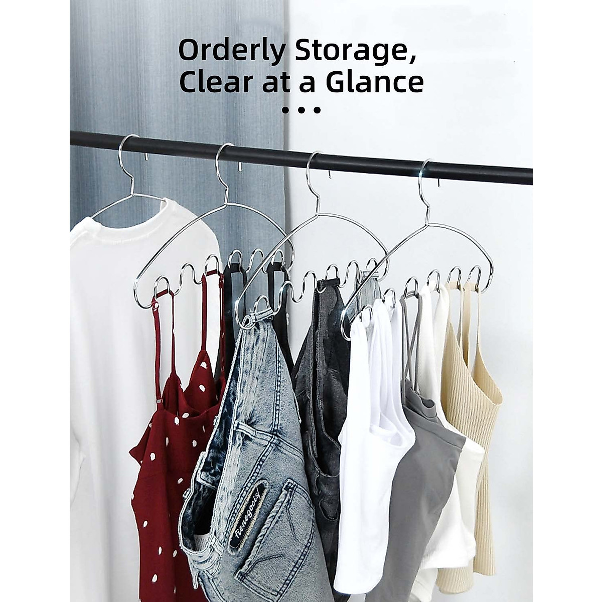 【Pack of 2】 Waikas Clothes Hangers with 7 Wave Grooves, 304 Stainless Steel, for Bras Suspenders Vests Ties Swimwear