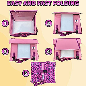 Madson Kids Travel Tray - Toddler Car Seat - Lap Desk & Dry Erase Board - Activity Organizer with Markers - Food & Snack Table - Tablet & Cup Holder, Road Trip Essential, Portable Desk for Kids