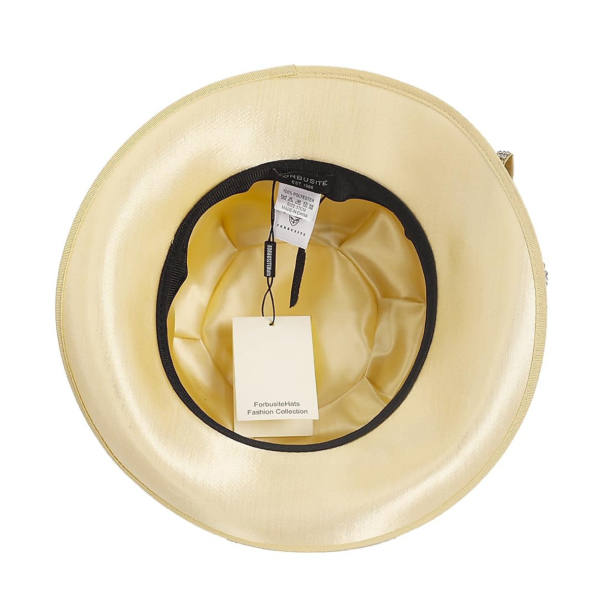 Church Hat for Women Kentucky Derby Tea Party Wedding Dress Hats with Rhinestone(SD716-Champagne)