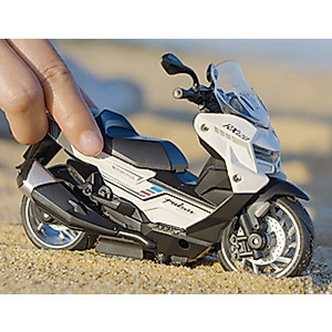 Gilumza Pull Back Motorcycle Toys, Moto Gift with Music Lighting, Pedal Motorcycles Toy for Boys Kids Age 3-12 Year Old (White)