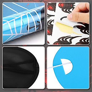 Hxezoc Halloween Pin The Tail Game, Pin The Spider On The Web Game with 36 Pcs Spiders Stickers, Halloween Party Games for Kids Halloween Party Birthday Party Supplies