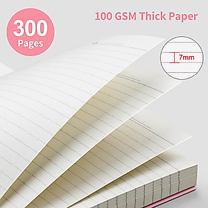 EMSHOI A5 Spiral Notebook College Ruled Lined Journal, Small 5.7" X 8.22", 300 Pages/150 Sheets, 100gsm Thick Paper, Waterproof Hardcover, for Office School Women Men Work Writing Notes-Pink