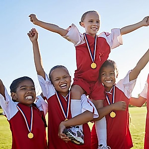 Caydo 72 Pieces Children's Gold Plastic Winner Award Medals for Kids Party Favor Decorations and Sports