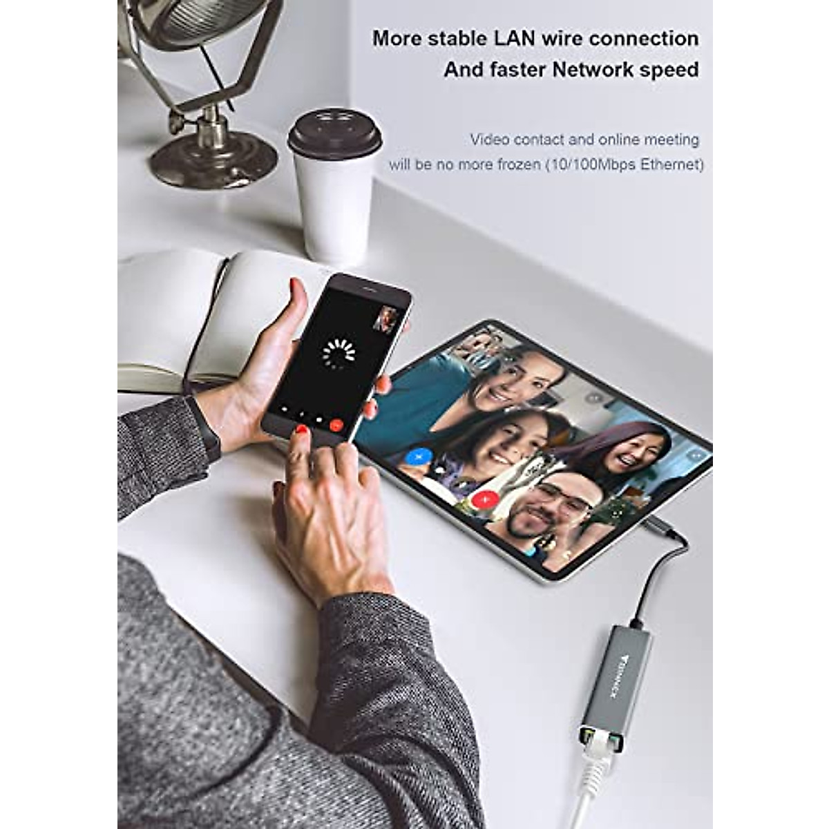 FOINNEX Lighting to Ethernet Adapter, 3 in 1 RJ45 Connector, Apple LAN Network Adapter with USB OTG and Charge Port, Plug and Play with100 Mbps Network Compatible with iPhone/iPad/iPod (1.6FT)