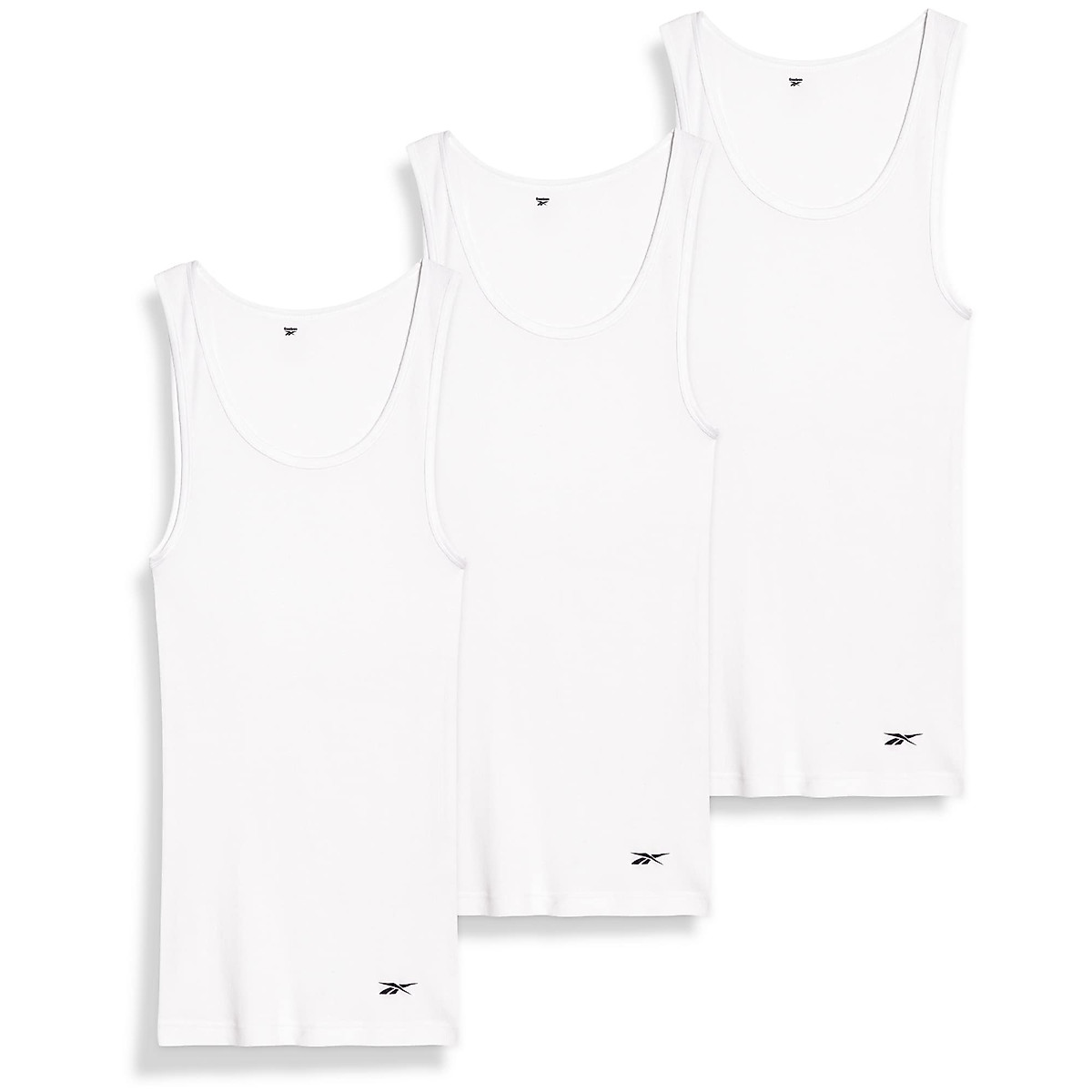 Reebok Men’s Undershirts – Soft Breathable A-Shirt Tank Top (3 Pack), Size Large, All White