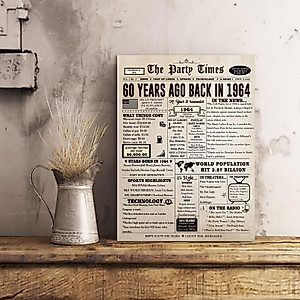 Giant 60th Birthday Card Gift for Women Men, Hilarious 60 Years Old Birthday Gift for Husband Wife, Large 60 Bday Party Decorations for Friends Family, Back in 1964 Birthday Card for Mom Dad