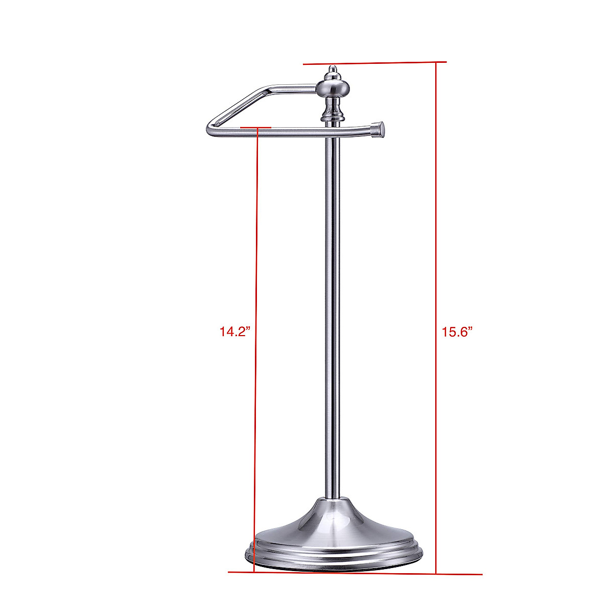 SunnyPoint Heavy Weight Classic Decorative Metal Fingertip Towel Holder Stand for Bathroom, Kitchen, Vanity and Countertops; Hanging Bar is 14.2" Height (Satin Nickel, 15.6" x 5.6" x 5.6")