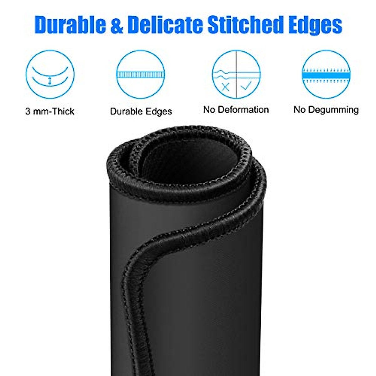 JIKIOU Mouse Pad with Non-Slip Rubber Base, Premium-Textured & Washable Computer Mousepad with Stitched Edges, Mouse Pads for Computers, Laptop, Gaming, Office & Home, 8.3 x 10.2 in, Black