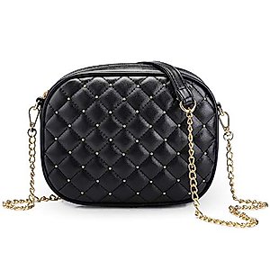 Newshows Small Quilted Crossbody Bags for Women Trendy Cross Body Purse with Metal Chain Strap, Gift Idea, PU Leather