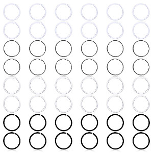 SCERRING Clear Nose Hoop Ring Retainer Bioflex Stainless Steel Black White Lip Etarring Tragus Hoop Ring Retainer Piercing Jewelry 22G 48PCS