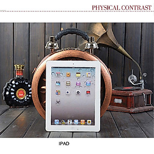 Alarm Clock Handbag Real Working Women Fashion Diagonal Shoulder Bag Leather Vintage Clock Round Box Personalized SteamPunk Style Messenger bag (A)