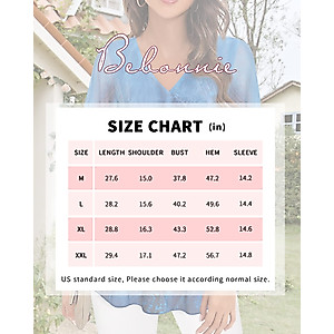 Bebonnie Womens 3/4 Sleeve Tops and Blouses Fashion 2023 Bell Sleeve Polyester Tunic Tops Loose Fit Chiffon Blouses Business Casual Formal Tops for Women Elegant Evening Wear Starry Blue M