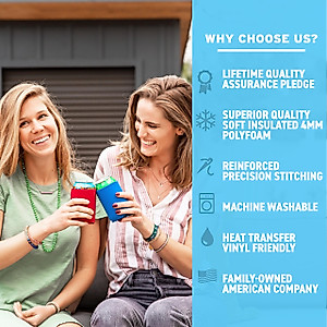 Blank Beer Can Coolers Sleeves (14-Pack) Soft Insulated Beer Can Cooler Sleeves - HTV Friendly Plain Can Sleeves for Soda, Beer & Water Bottles - Blanks for Vinyl Projects Wedding Favors & Gifts