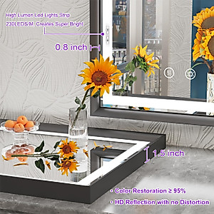 JSneijder LED Bathroom Mirror(2 Pack), 28x36 Inch Frame Mirror + 28x36 Inch Frameless Mirror