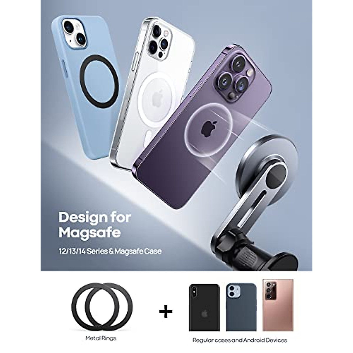 Lamicall for MagSafe Car Phone Mount - [Aluminum Stable Frame] [20 Strong Magnets] Magnetic Car Vent Phone Holder Mount, Air Vent Car Holder Mount for iPhone 14 13 12 Pro Plus Max Mini MagSafe Case