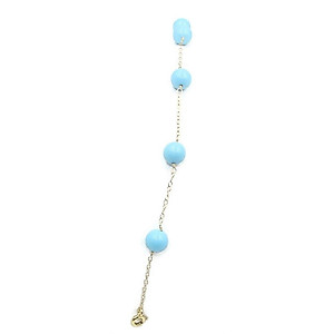Sophia Fine Jewelry Turquoise Reconstituted Round Tincup 7" Bracelet,14K Yellow Gold