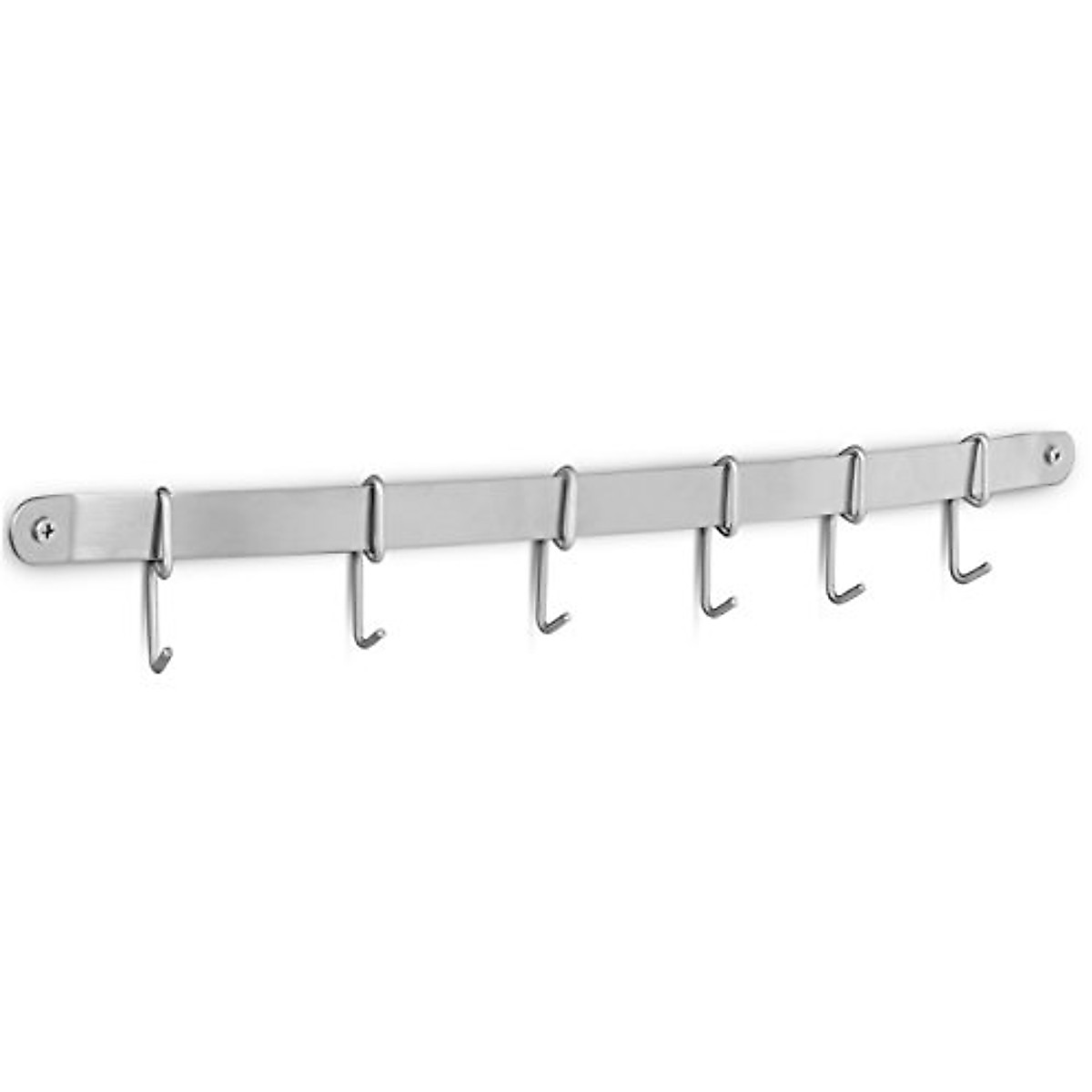 Internet's Best Kitchen Wall Mounted Rail Rack with Hanging Hooks - 6 Sliding Hooks - Kitchen Utensil Lid Spatula Measuring Cup Storage Rack Organizer - Stainless Steel Kitchen Towel Rack