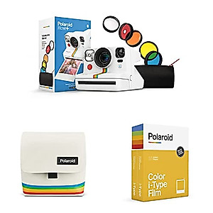 Polaroid Now+ White (9062) - Bluetooth Connected I-Type Instant Film Camera with Bonus Lens Filter Set & Box Camera Bag, White (6057) & for I-Type Double Pack, 16 Photos (6009)