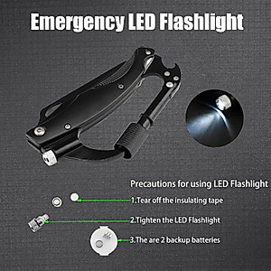 Foxmox Multitool Carabiner with Knife : EDC Carabiners Keychain,LED Flashlight,Glass Breaker and Bottle Opener,Tactical Carabiner Multi-Tools and Outdoor Survival Gear for men
