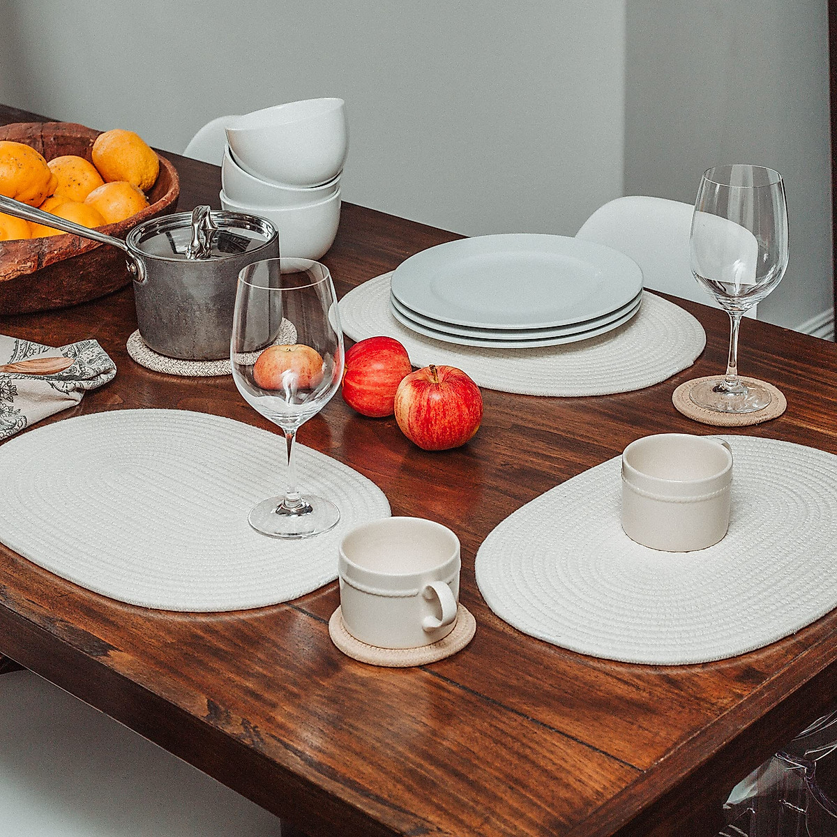 OrganiHaus Set of 3 Brown Farmhouse Hot Pads for Kitchen | 7" Cotton Pot Holders for Hot Plates to Protect Table | Hot Pads for Countertops | Trivets for Hot Dishes | Trivets for Hot Pots and Pans