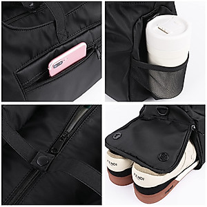 SunFlowerLife Waterproof Sports Tote Gym Bag Swimming Yoga,Travel Duffel Bag For Women, Tote Carry On Bag with Wet Pocket & Shoes Compartment, Weekender Bags For Women Travel (B-Black)